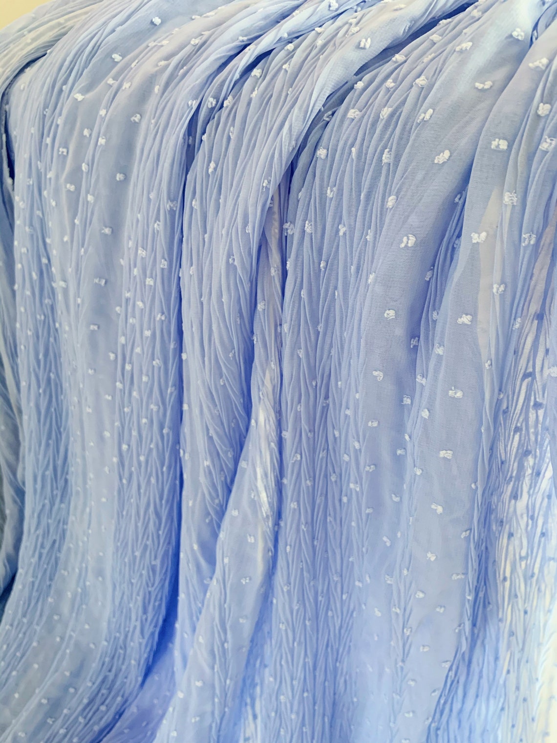 Light blue Creased Chiffon fabric pleated chiffon fabric | Etsy