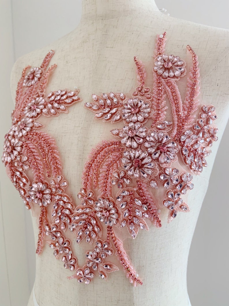 Pink Rhinestone Applique Sparkle Crystal Applique Crystal - Etsy