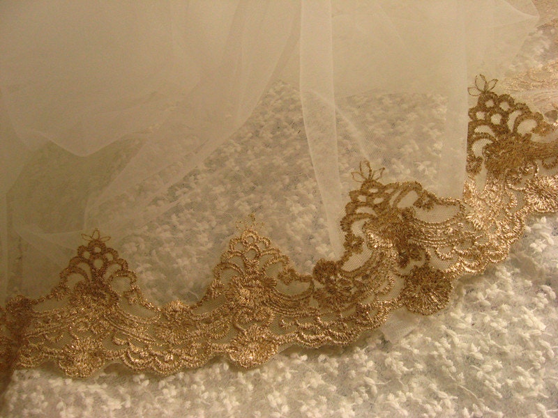 Gold Lace Gold Embroidered Lace Trim Gold Scalloped Lace - Etsy