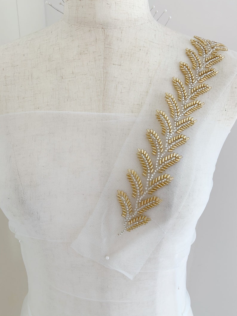 Gold Heavy Bead Trim With Leaves Bugle Bead Trim Belt for - Etsy
