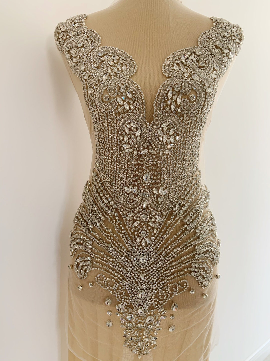 Big Rhinestone Applique, Rhinestone Bodice Applique, Crystal Applique ...