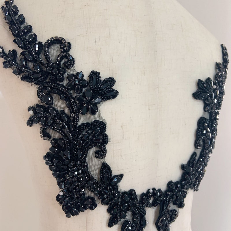 Black Beaded Applique - Etsy
