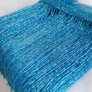 2 Yards Vivid Blue Bead Fringe Trim for Haute Couture, Dance Costume ...