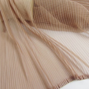 Nude Tan Pleated Tulle Panel, Tulle Mesh Vertical Crease, Accordion ...