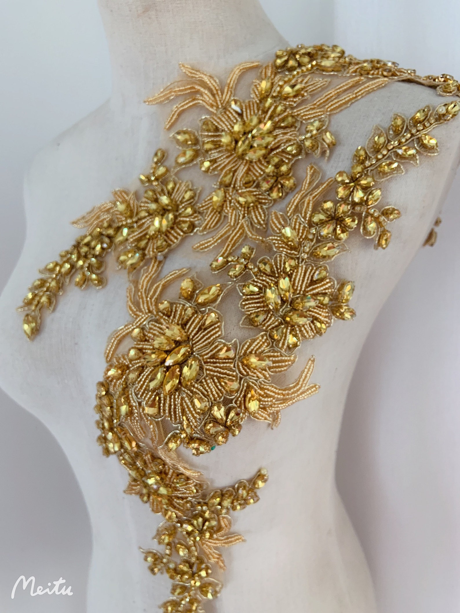 Gold Rhinestone Applique for Couture Costume Bridal Dress - Etsy