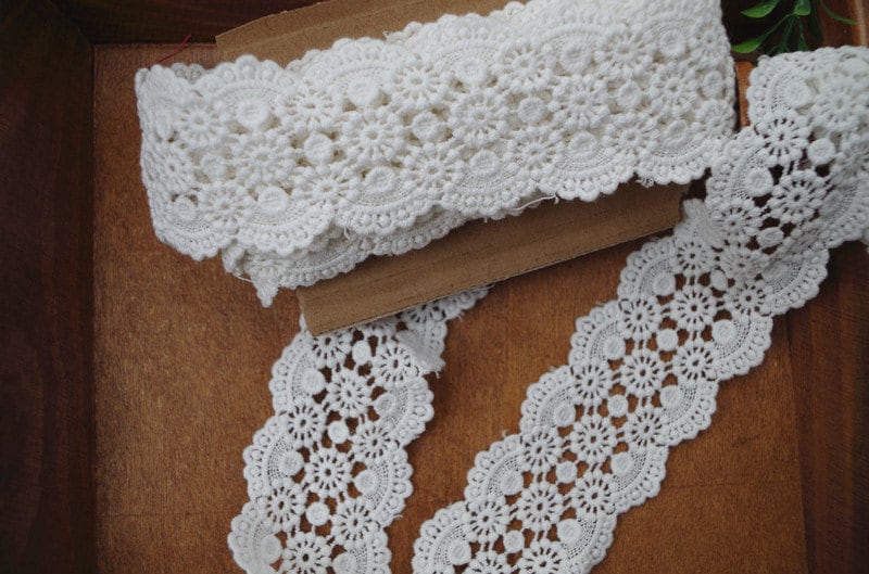 Off White Cotton Lace Trim Cotton Crocheted Lace Trim | Etsy