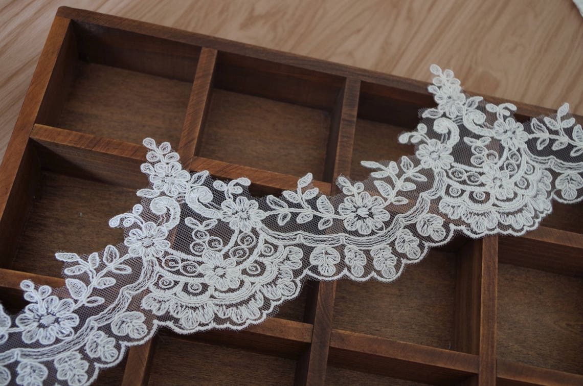 Ivory Lace Trim Jacquard Lace Trim Alencon Lace Trim CGHB107 | Etsy