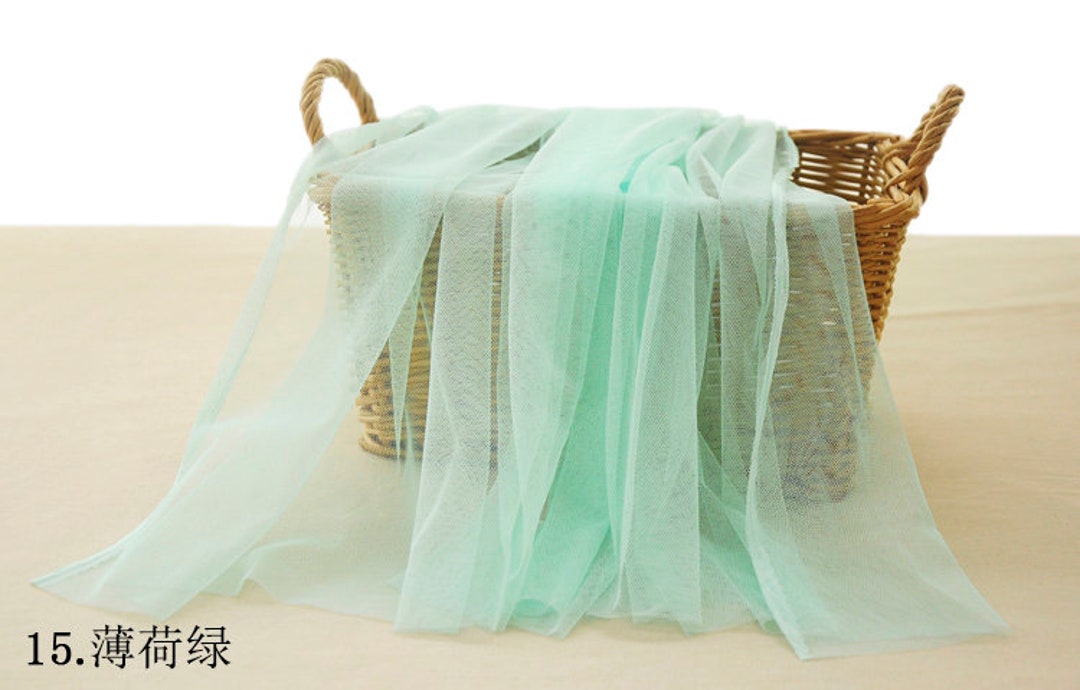 Mint Green Plain Tulle Netting Fabric, Fine Tulle for Bridal Veil ...