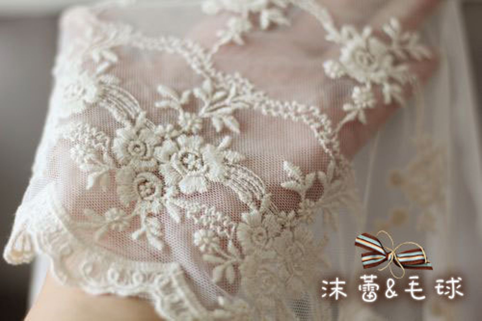 Ivory Embroidered Lace Vintage Lace Trim Scalloped Trim - Etsy