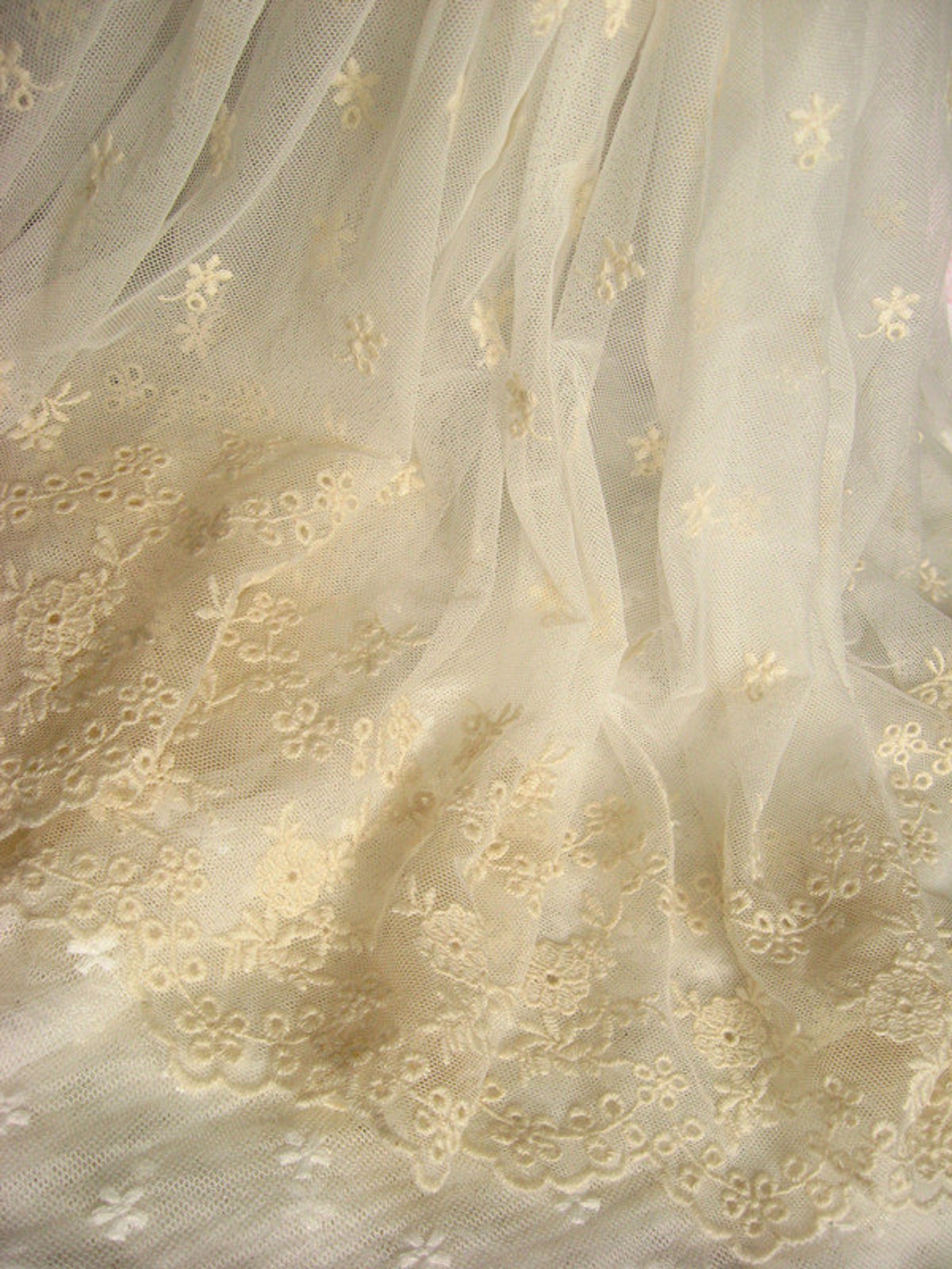 Cream Lace Trim Embroidered Tulle Lace Trim Cotton Lace | Etsy