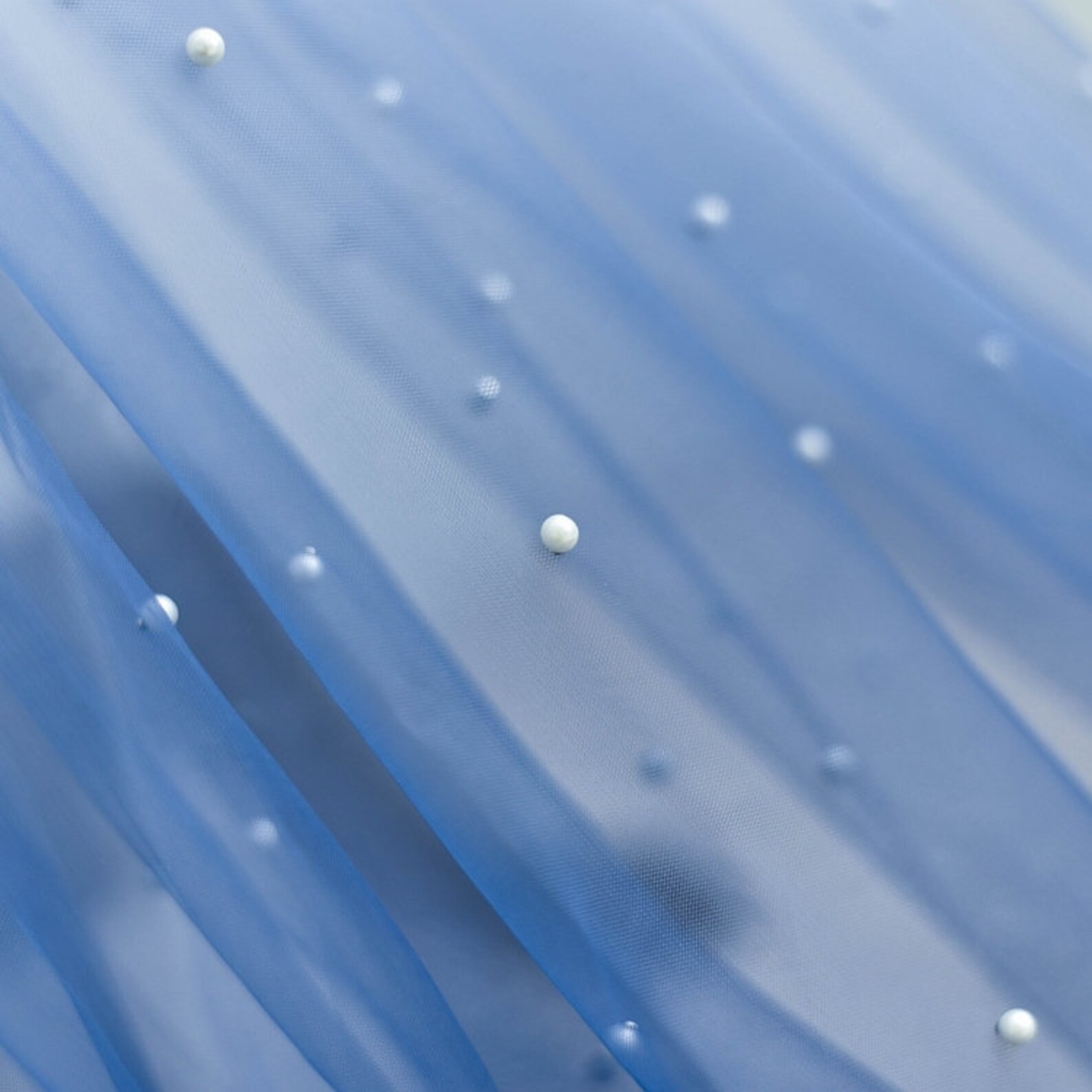Blue Pearl Bead Tulle Fabric With Gradient Colors Bead Mesh | Etsy