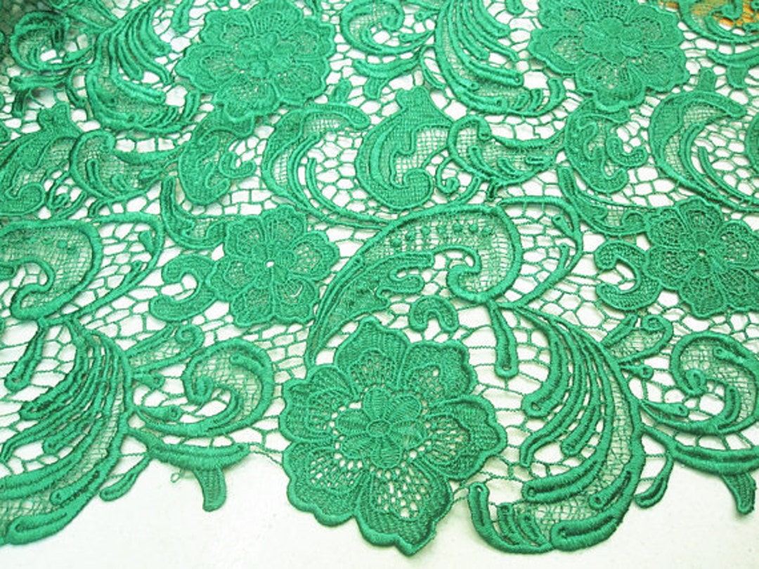 Emerald Green Lace Fabric, Guipure Lace Fabric, Venise Lace Fabric ...