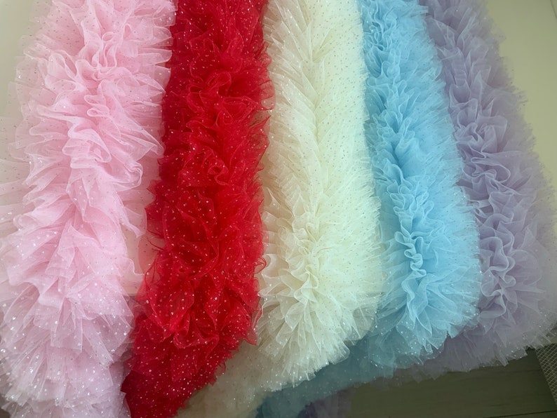 Pink Ruffles Trim With Glitters for Tutu Dress, Frill Trim for Cake ...