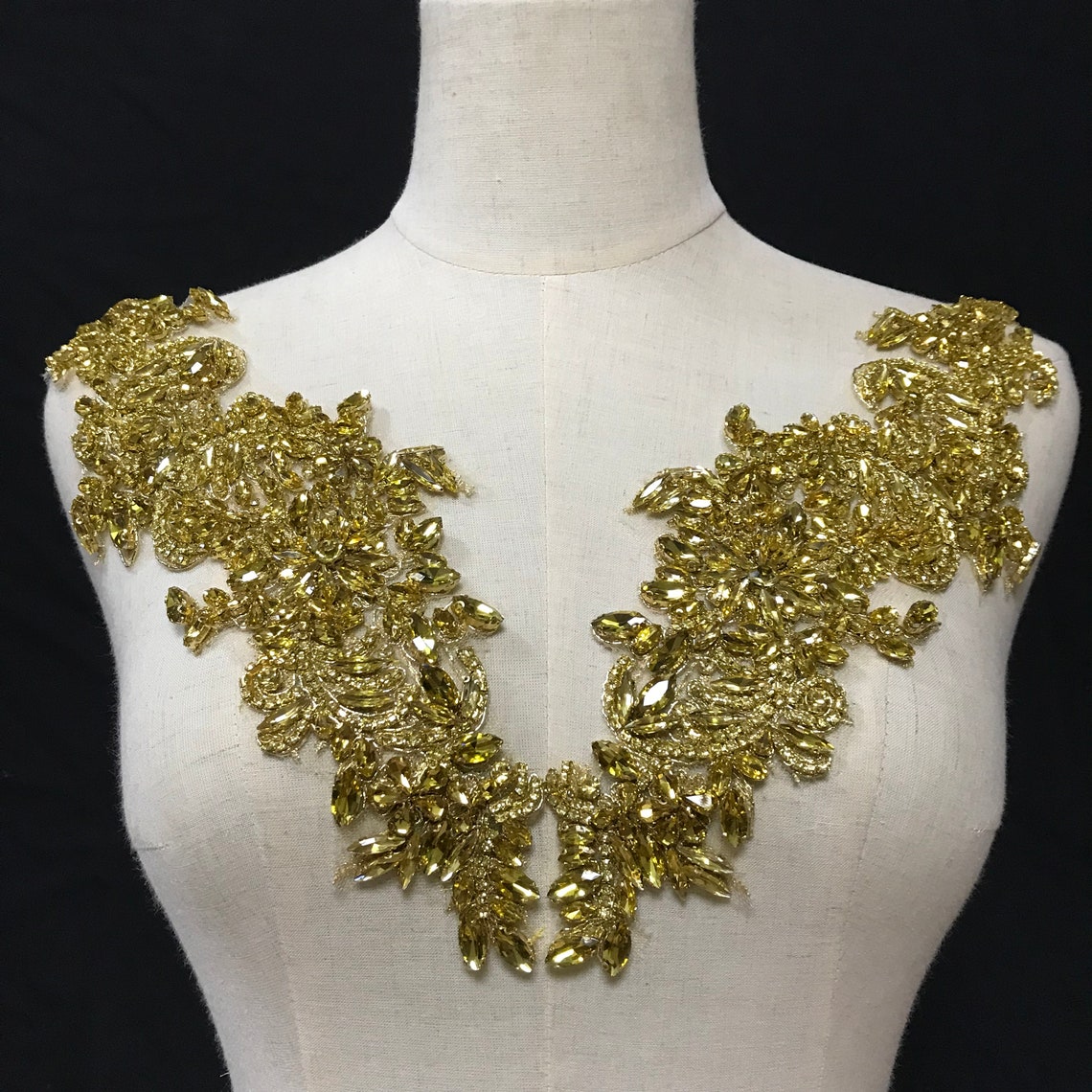 Gold Rhinestone Bead Applique Crystal Applique Crystal - Etsy