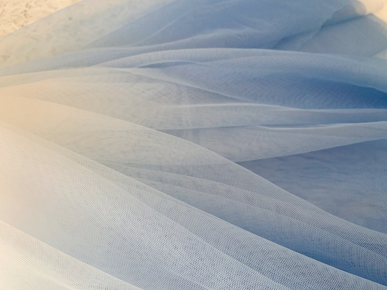 Dip Dye Style Tulle Fabric, Light Blue Tulle Fabric With Gradient ...