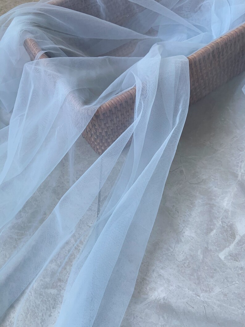 Pale Blue Milan Tulle Fabric, High Density Tulle Fabric, Extra Dense ...