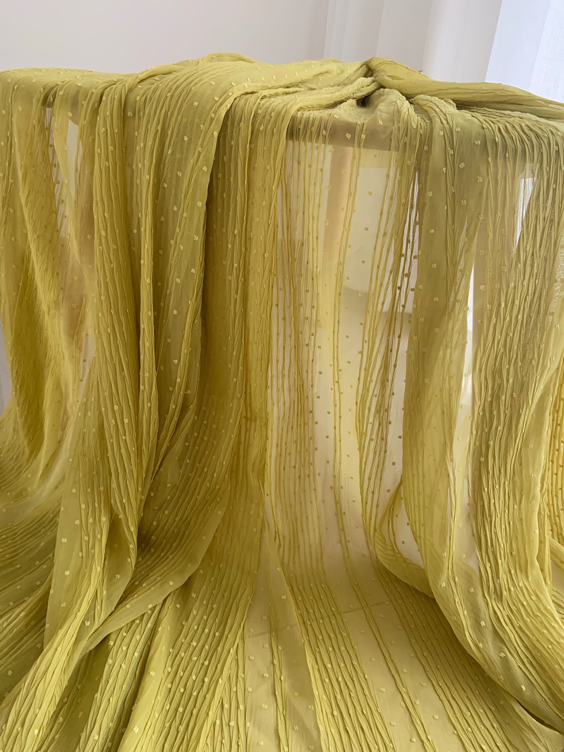 Beige Creased Chiffon fabric pleated chiffon fabric | Etsy