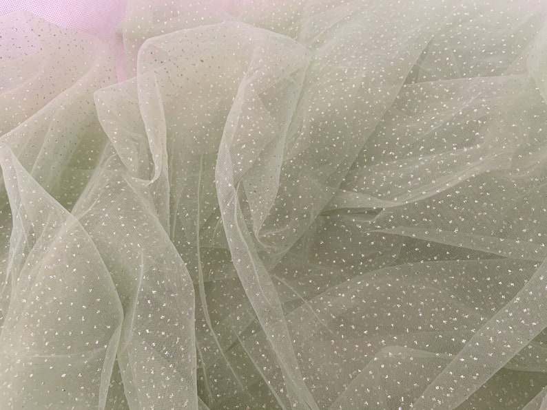 Light Green Tulle Fabric With Glitters for Dress Costume - Etsy