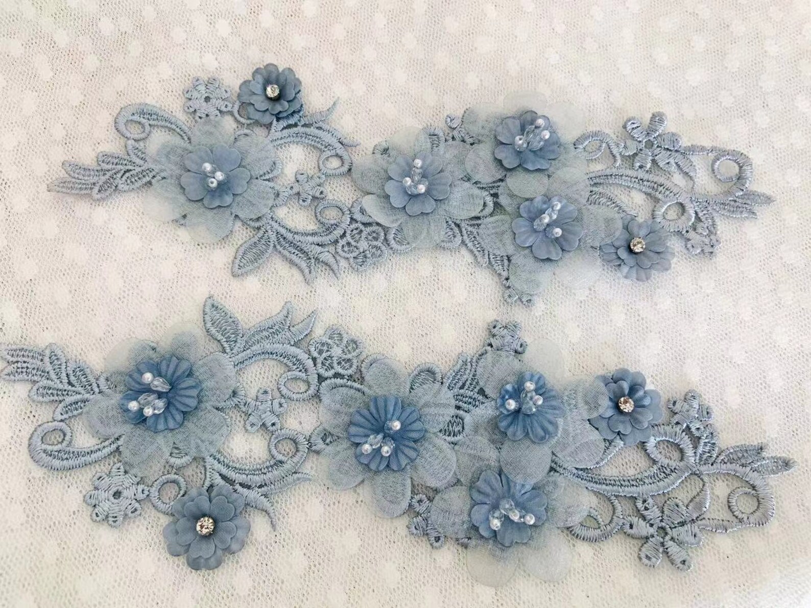 Pale Blue Lace Applique 3D Flowers Lace Applique Motif 2pcs - Etsy