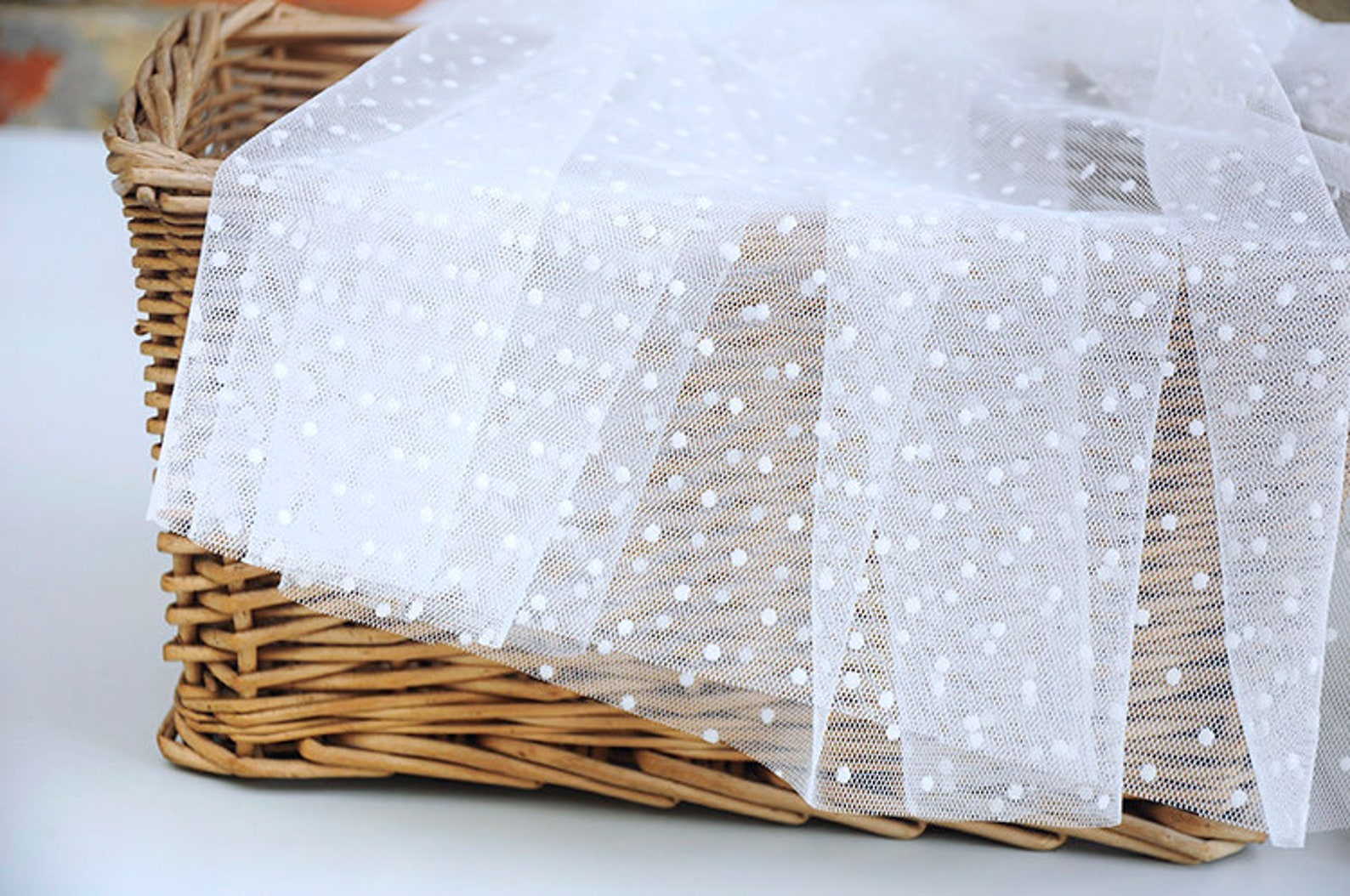 Light Pink Tulle Lace Fabric With Flocking Polka Dots - Etsy