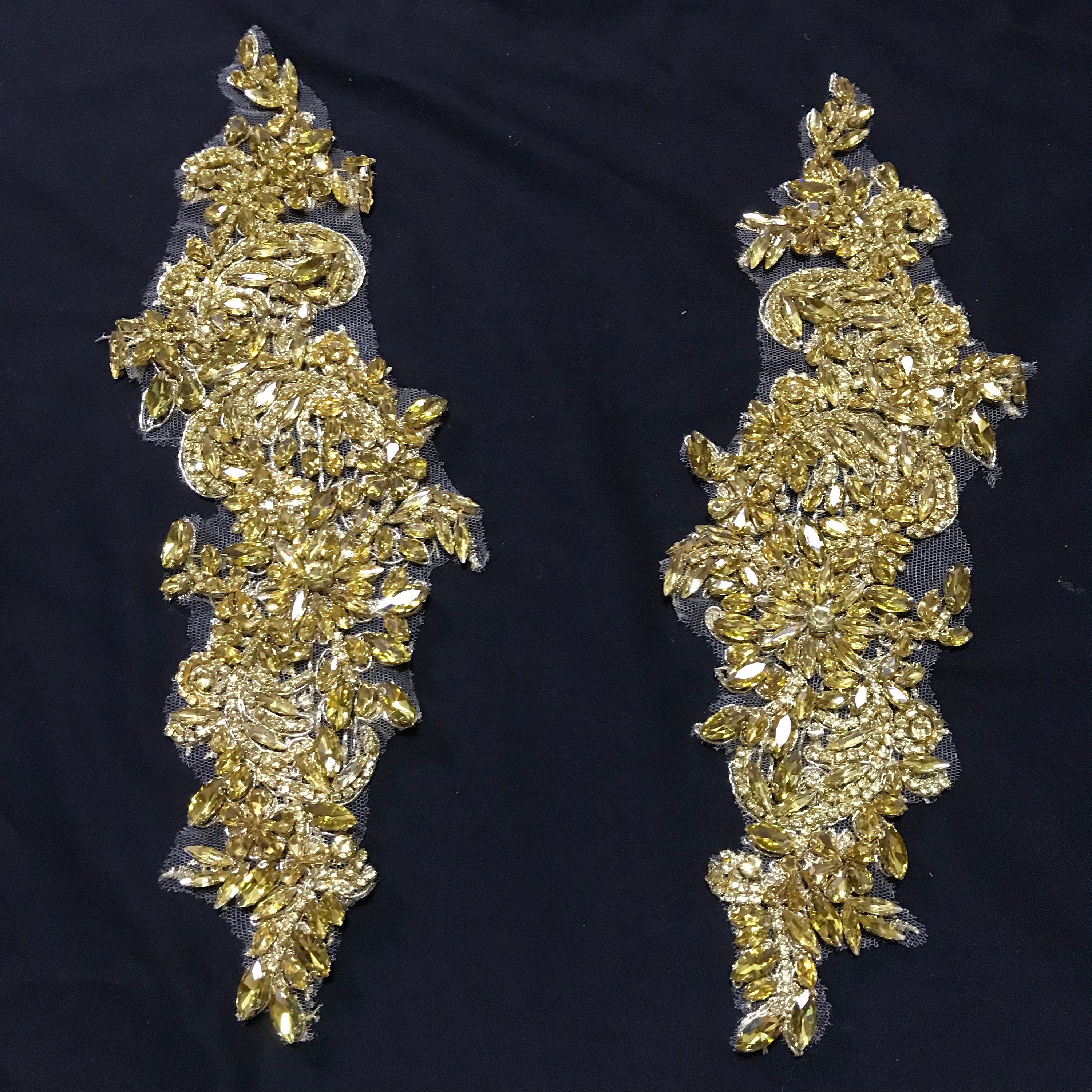 Gold Rhinestone Bead Applique Crystal Applique Crystal | Etsy