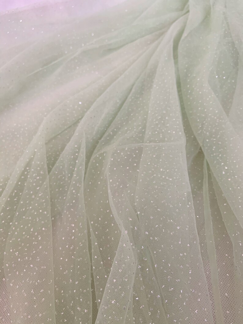 Light Green Tulle Fabric With Glitters for Dress Costume - Etsy