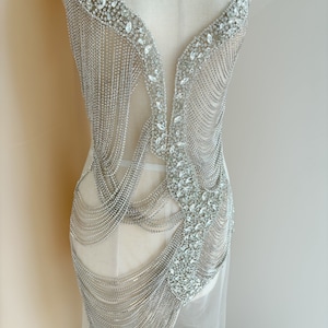 Silver Rhinestone Appliqué With Chains, Rhinestone Body Jewelry ...