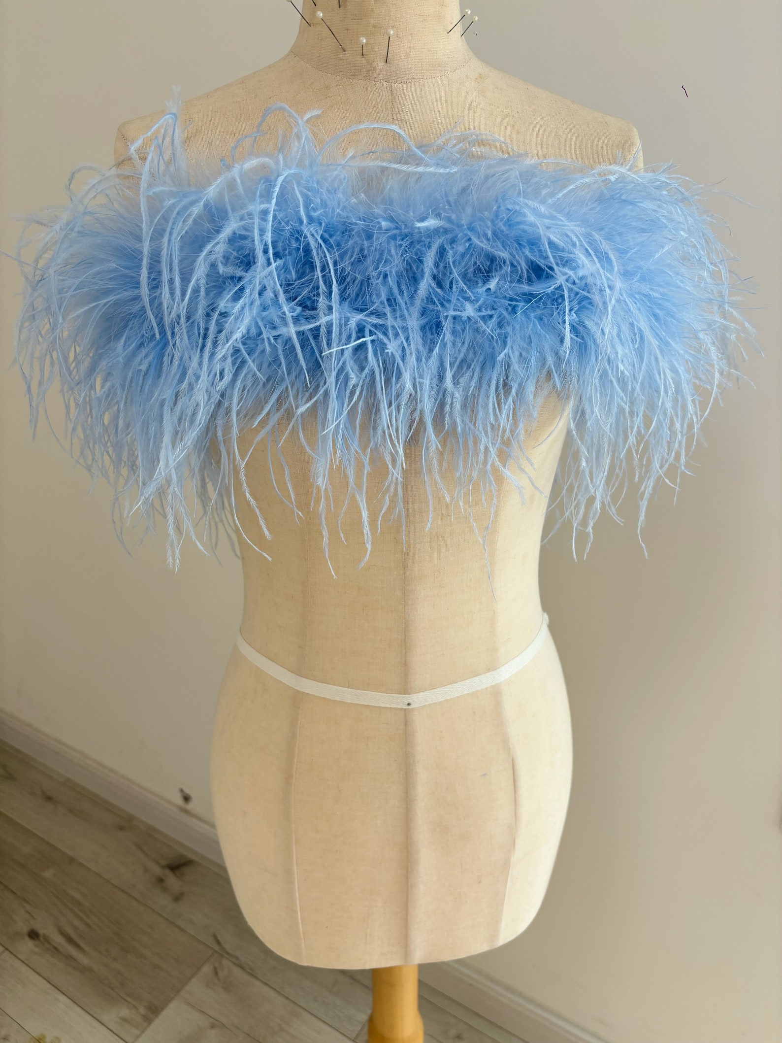 Light Baby Blue Feather Boa for Couture , Extra Puffy Ostrich Feather ...