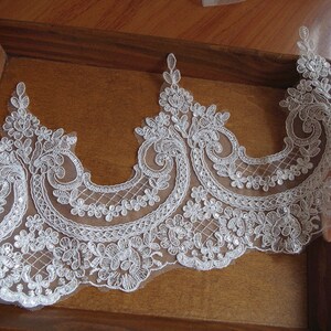 Alencon Lace Trim,ivory Sequined Lace Trim CGDZ53 - Etsy