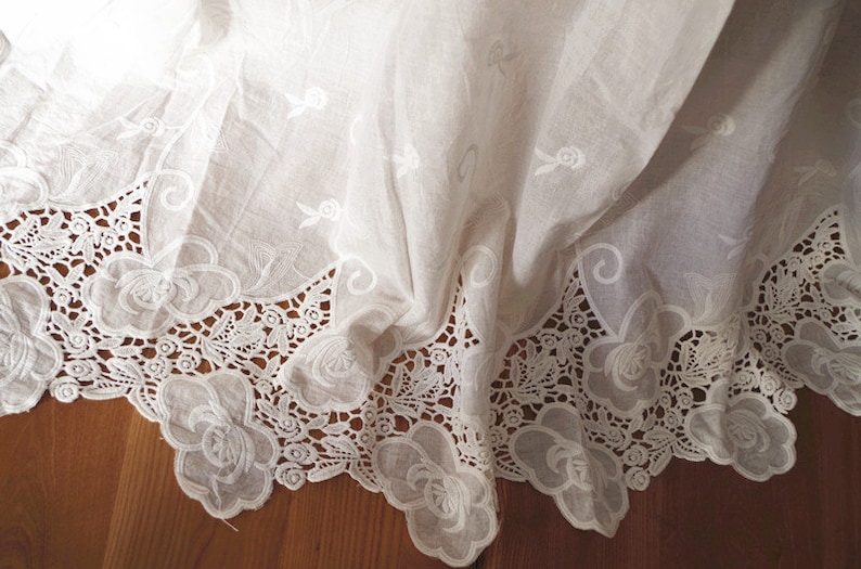 Cotton Eyelet Lace Fabric With Hollowed Out Floral Pattern by the Yard ...
