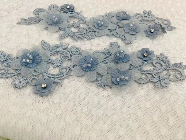 Pale Blue Lace Applique 3D Flowers Lace Applique Motif 2pcs - Etsy