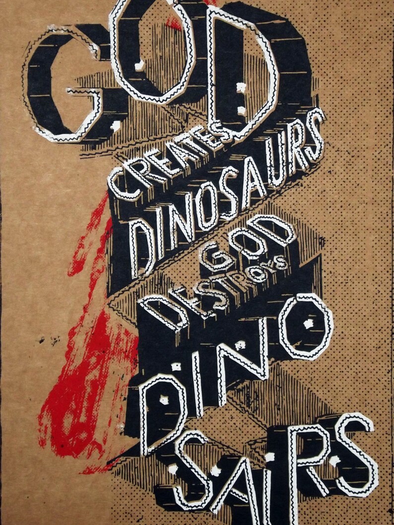 God Creates Dinosaurs | JURASSIC PARK ILLUSTRATION | Screen Print - Etsy