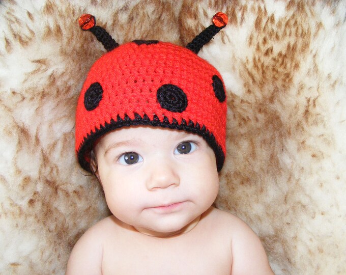 Crochet Baby Ladybug Hat 3 6 Month Beanie Newborn Photo - Etsy