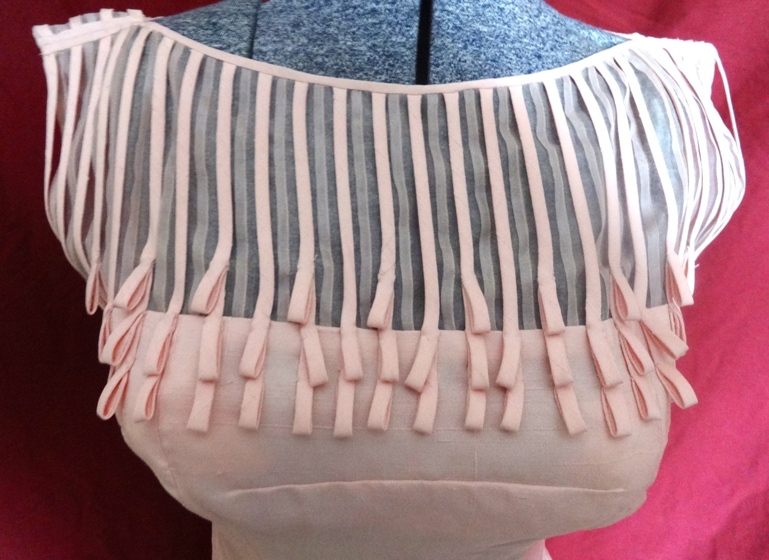 Vintage 50s Pink Silk Ribbon Dress by Mignon - Etsy