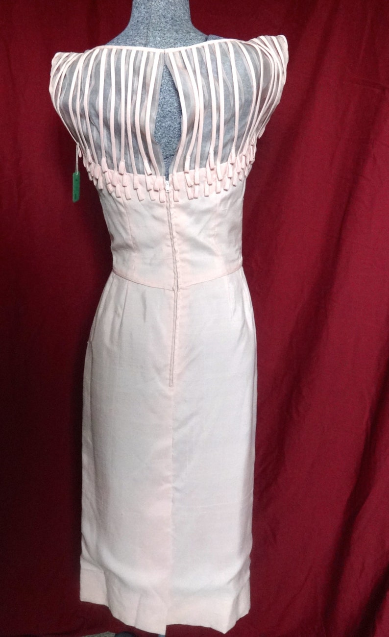 Vintage 50s Pink Silk Ribbon Dress by Mignon - Etsy