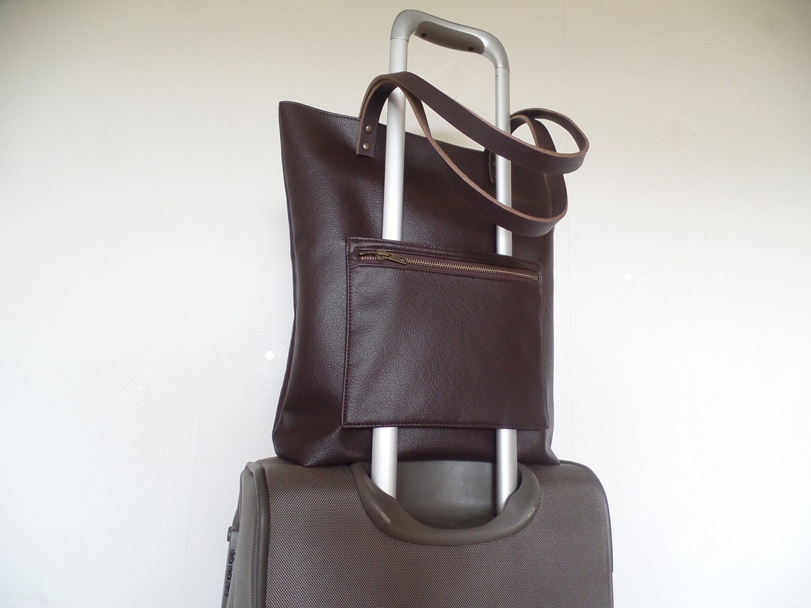Trolley Sleeve Leather Bag Leather Travel Luggage Shoulder - Etsy