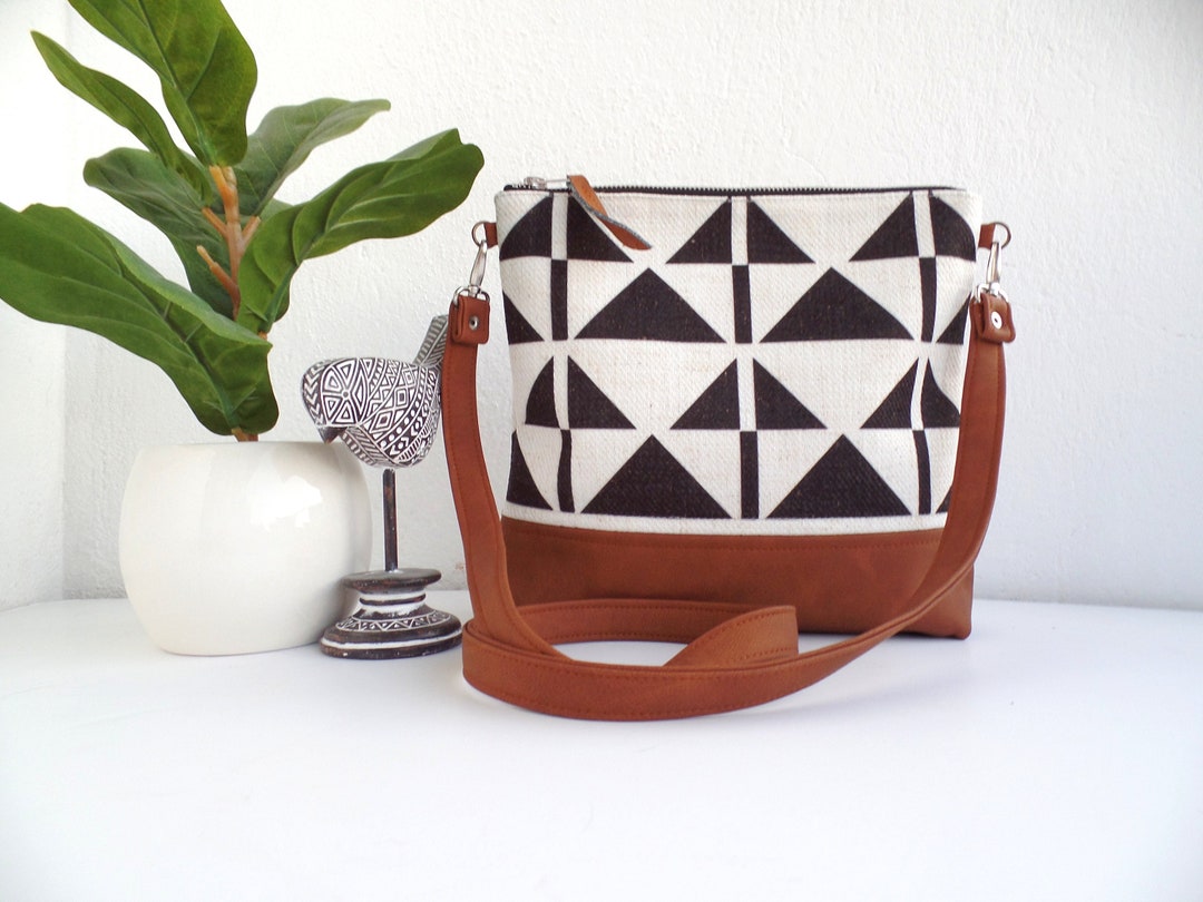 Geometric Print Crossbody Bag, Geometry Handbag, Vegan Leather Bag ...