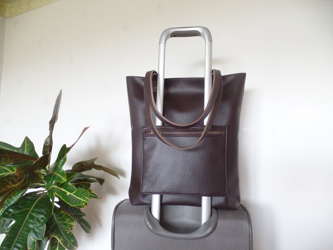 Trolley Sleeve Leather Bag Leather Travel Luggage Shoulder | Etsy