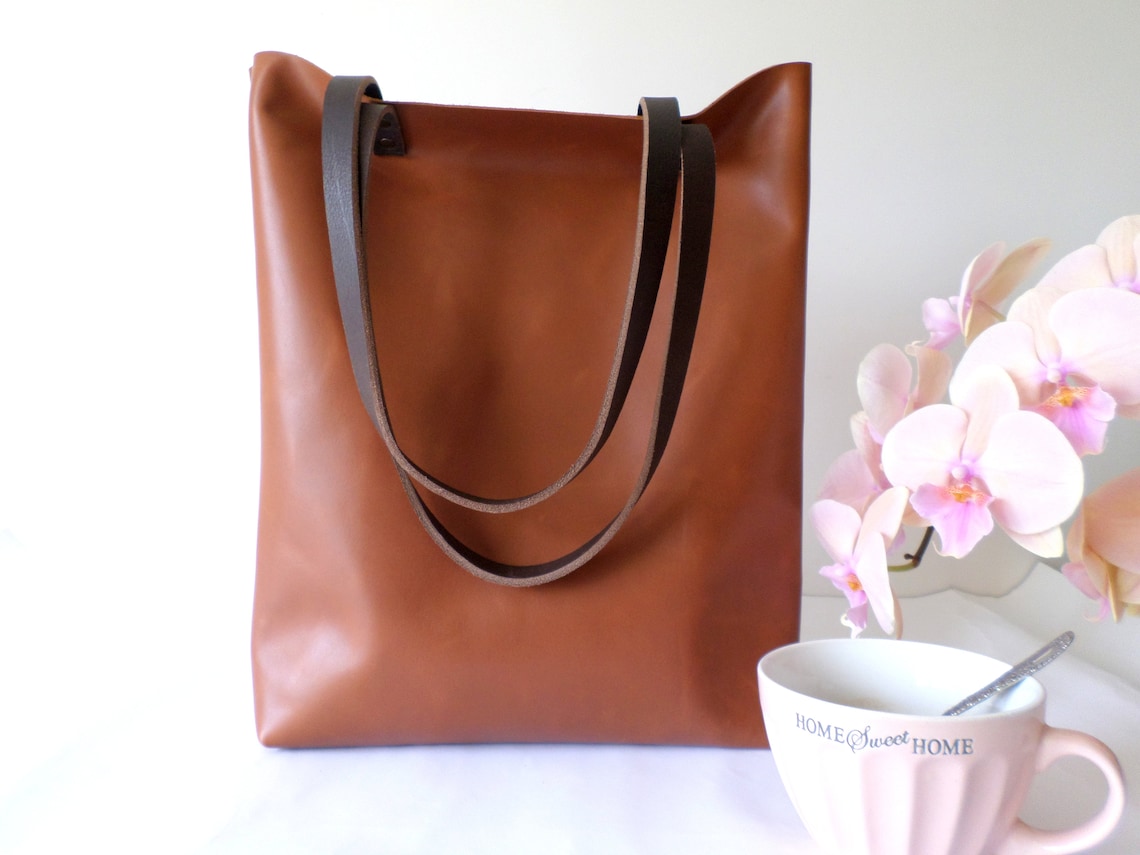 Leather Tote Real Genuine Leather Large Everyday Casual - Etsy