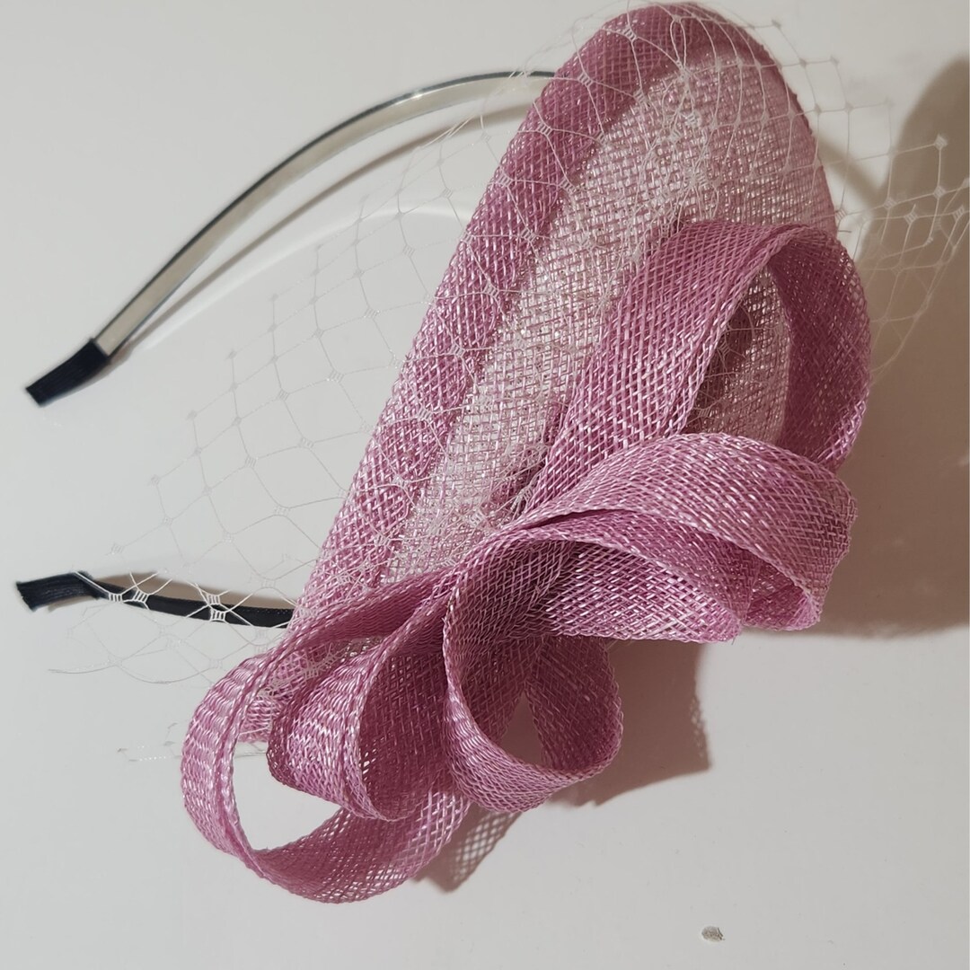 Pink Fascinator With French Netting Veil, Minimalist Fancy Hatinator ...