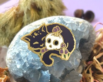 Cat Skull Enamel Pin - Etsy