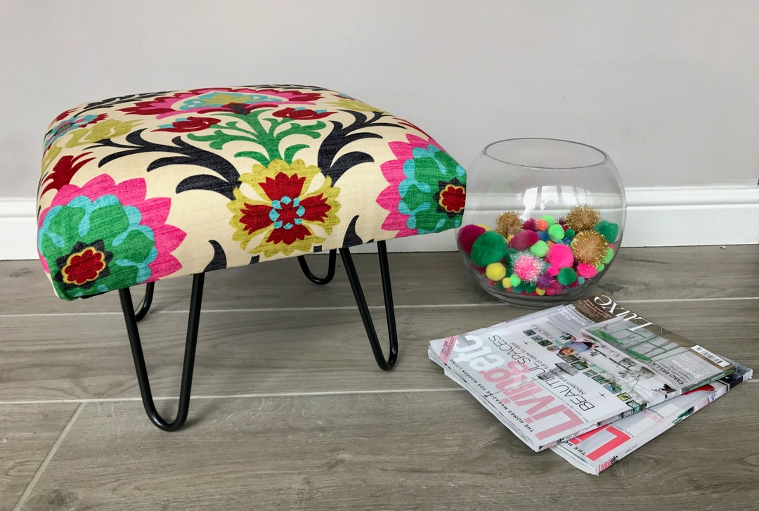 Santa Maria Desert Flower Footstool Ottoman With Retro Style - Etsy ...