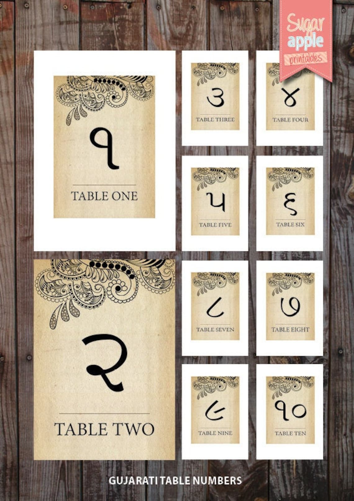 Printable Table Numbering Indian Weddings Vintage Theme 'gujarati ...