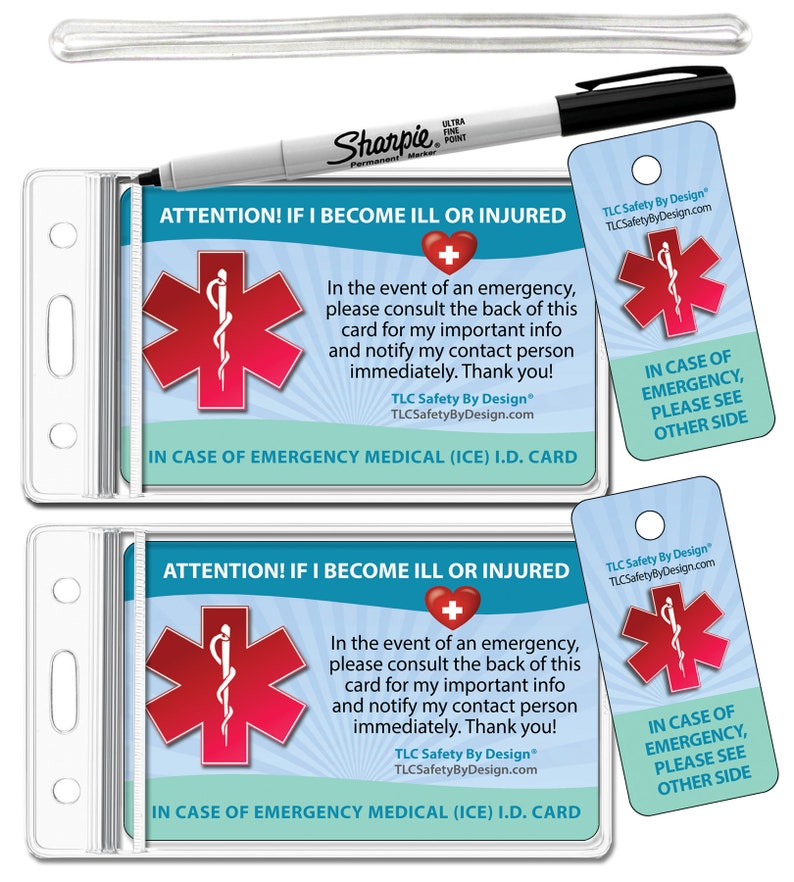 Medical ICE Alert in Case of Emergency Allergy Safety I.D ...