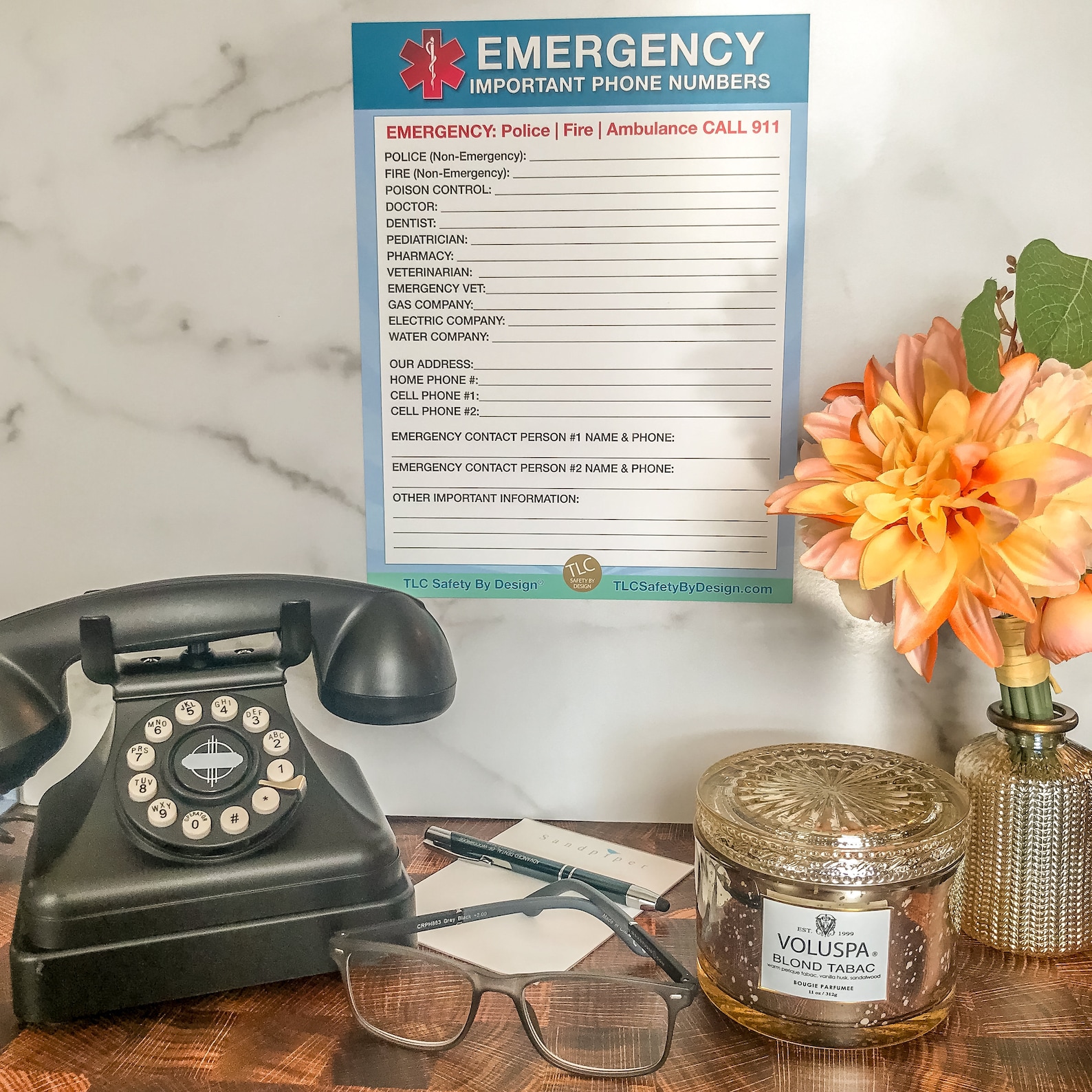 2 Premium Emergency Contact Cards & 1 Magnetic Sleeve Large Format 8.5 ...