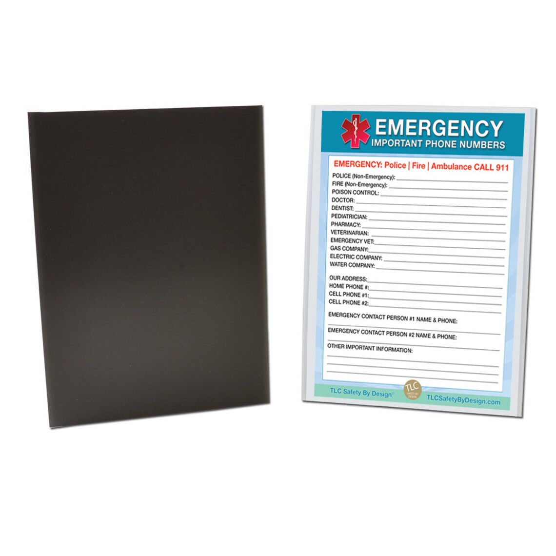 2 Premium Emergency Contact Cards & 1 Magnetic Sleeve Large Format 8.5 ...