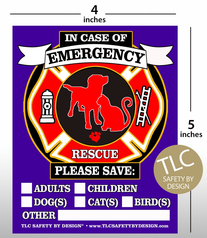 Decals PET FIRE EMERGENCY 4 Pk. Home Alone Safety Alert Rescue ...