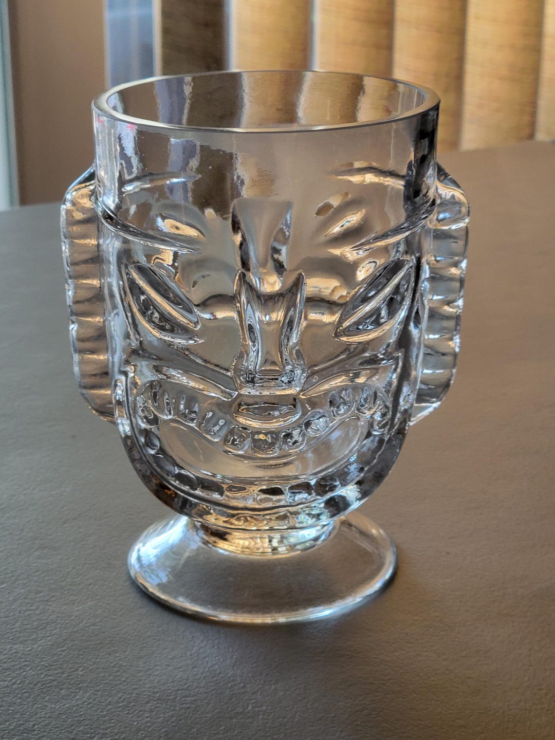 Large Tiki God Two Faced Happy Sad Cocktail Glass, Large Hawaiian ...