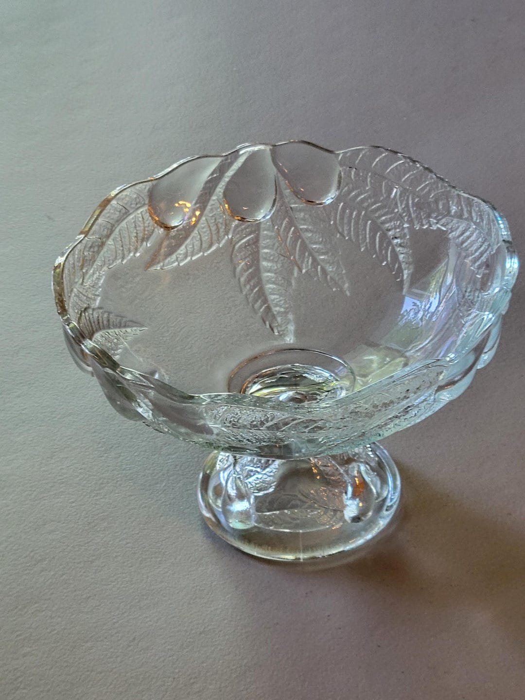 Vintage Pressed Glass Compote Bowl: Embossed Pear & Leaves Pattern - Etsy