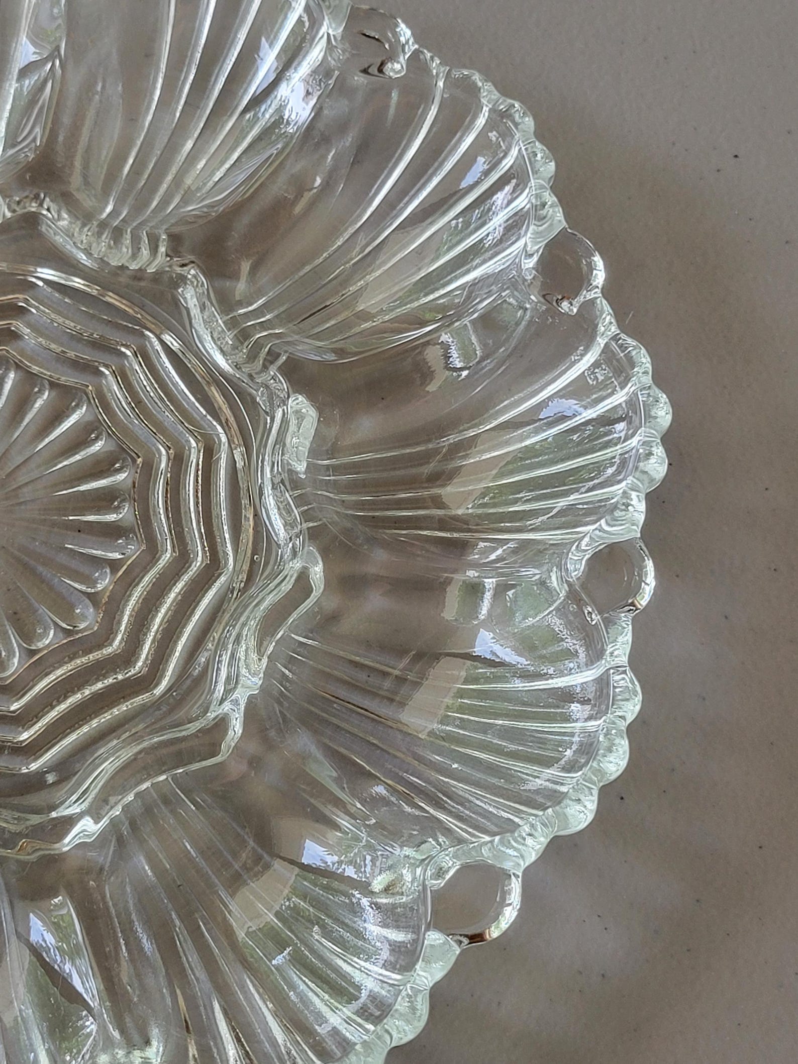 Anchor Hocking Clear Glass Deviled Egg Relish Plate Shell Design ...